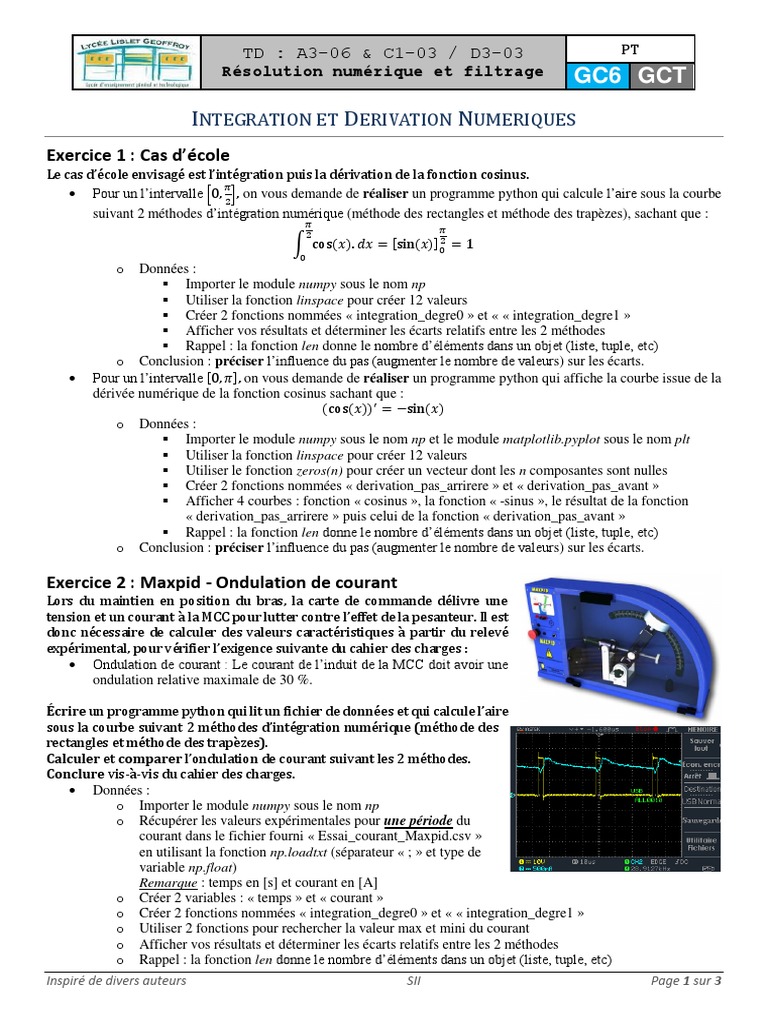 TD Résolution Numérique Et Filtrage | PDF