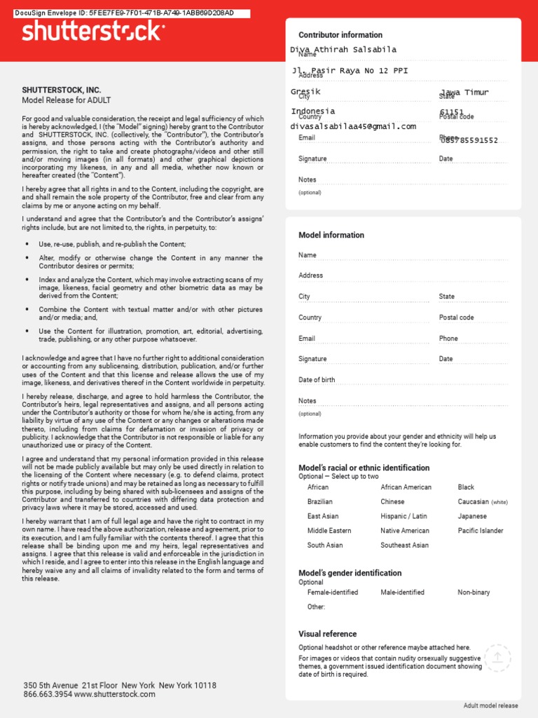 Please Sign The Model Release You Requested F | PDF | Race And ...