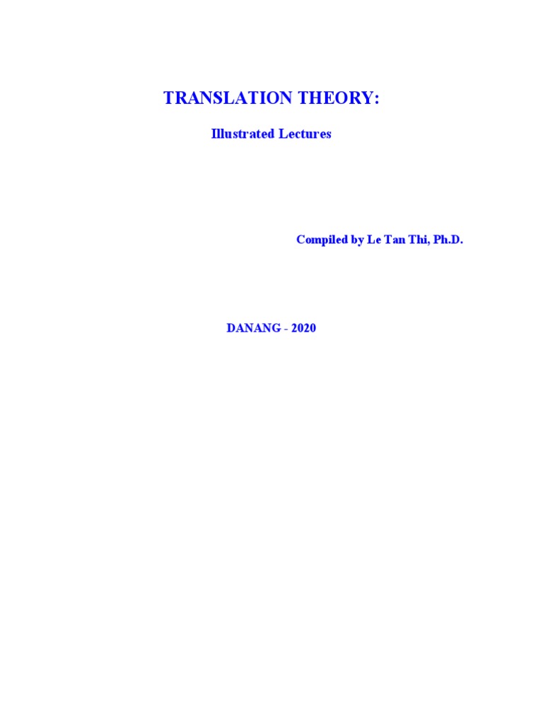 Translation Theory Illustrated Lectures | PDF | Translations | Sauce
