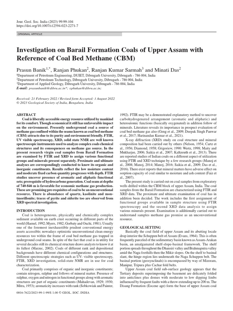 Investigation On Barail Formation Coals of Upper Assam With Reference ...