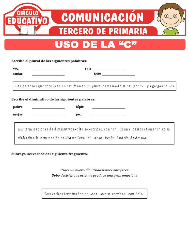 Uso de La C para Tercero de Primaria | PDF | Idiomas | Estudios de ...
