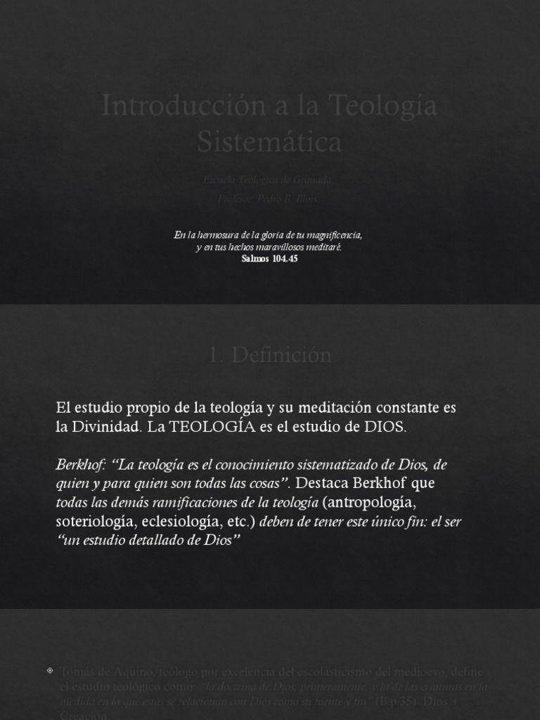 Introducción a la Teología Sistemática | PDF | Teología | Biblia