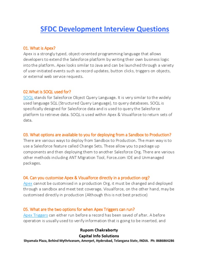 SFDC Interview Questions - Devlopment | PDF