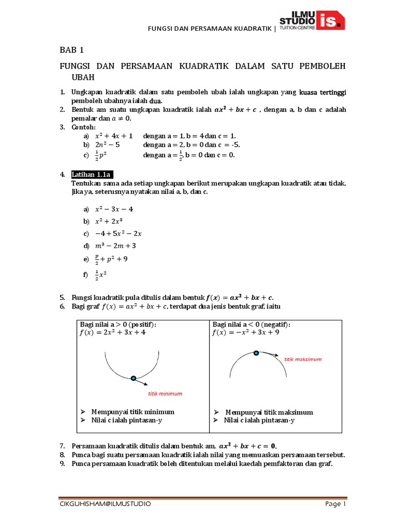 13.06.2022 F4 Matematik Bab 1 Fungsi Dan Persamaan Kuadratik Sir Hisham ...