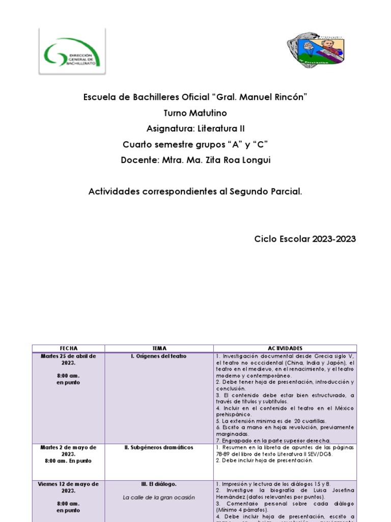 Cuartos Actividades Seg Parc | PDF
