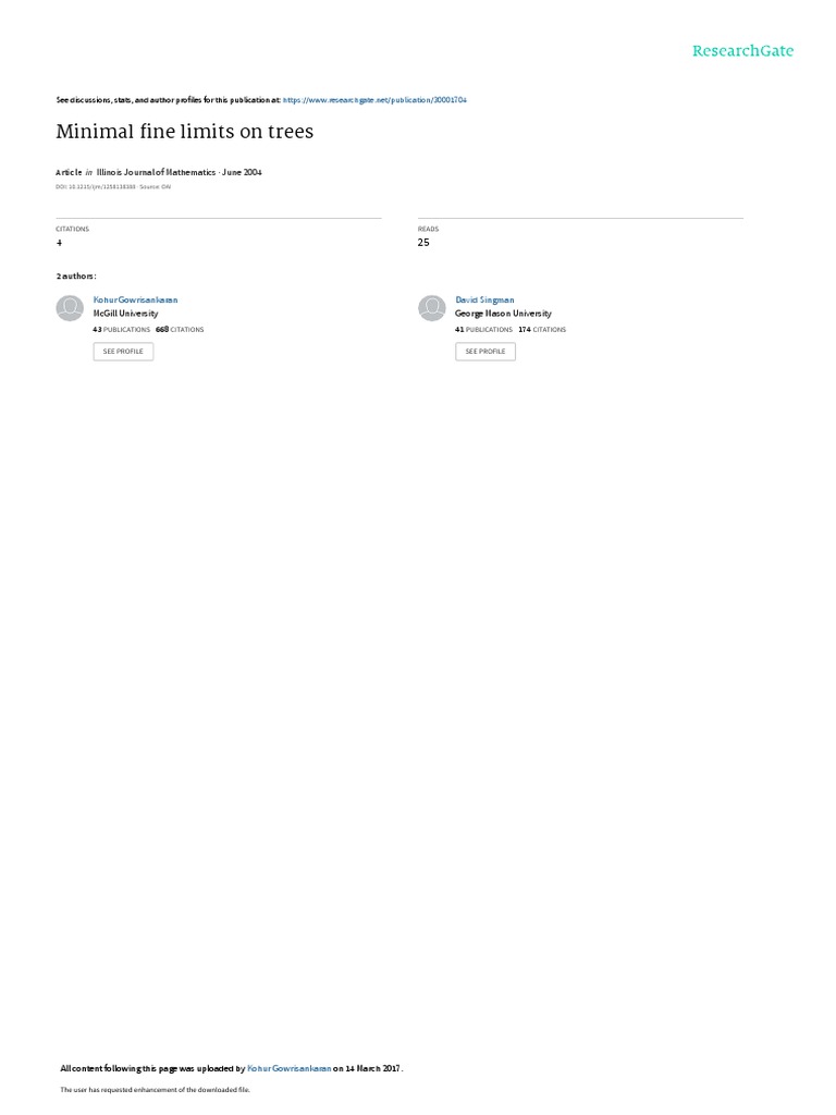Minimal Fine Limits On Trees | PDF | Function (Mathematics) | Measure ...