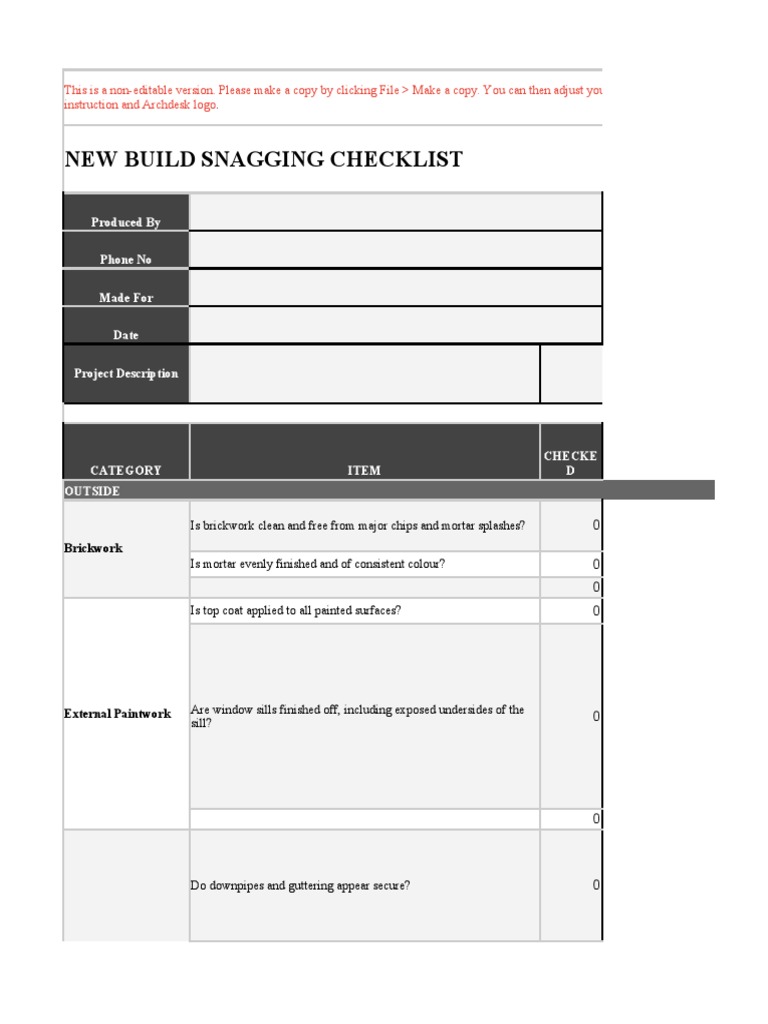 Snag List | PDF | Door | Window