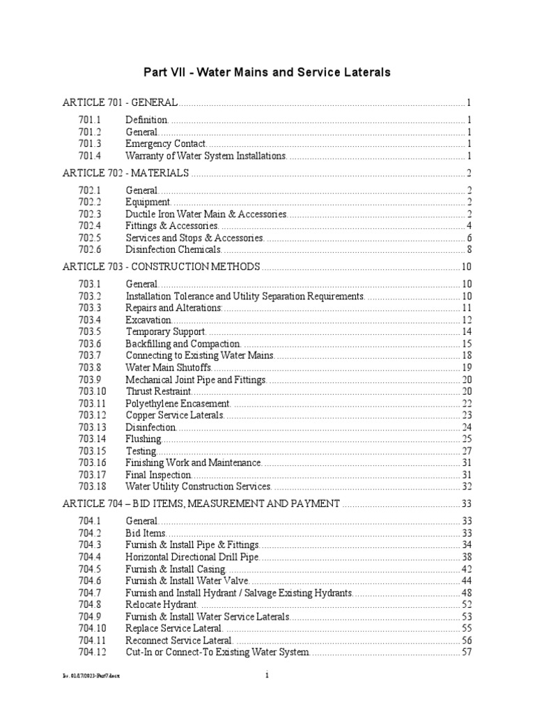 Water Mains and Service Laterals Guide | PDF