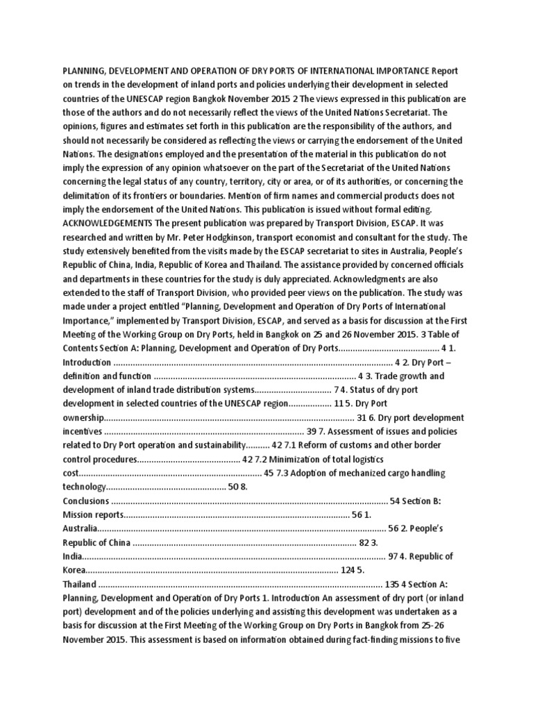 Development of Dry Ports in UNESCAP | PDF | Containerization | Port