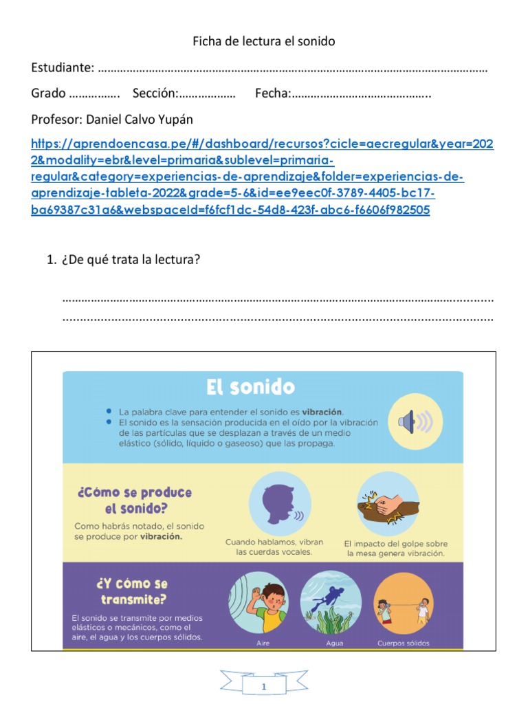 Ficha de Lectura El Sonido | PDF