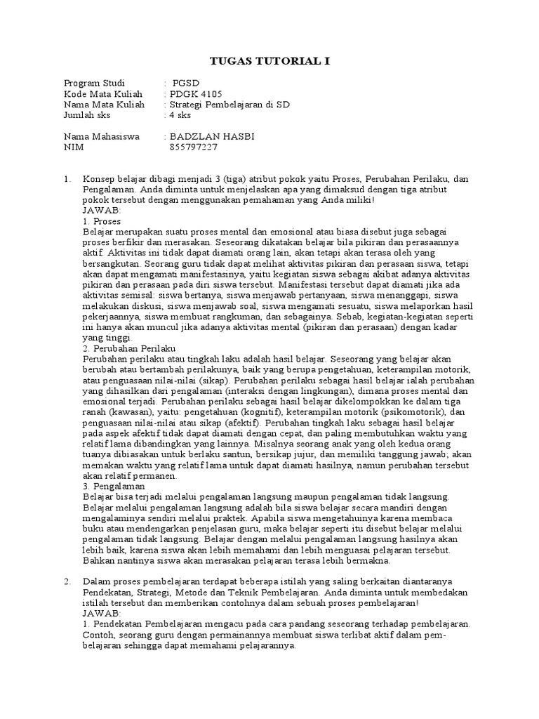 BADZLAN HASBI 855797227 PDGK 4105 Sesi 3 Tugas Tutorial 1 | PDF