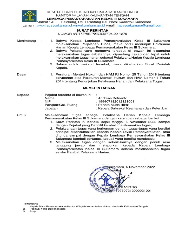 Surat Perintah PLH 6 November 2022 | PDF