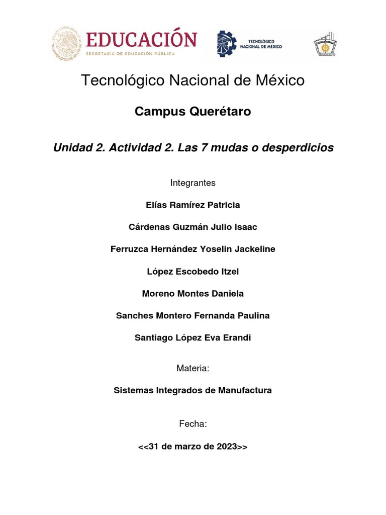 Unidad 2 Actividad 2 Las 7 Mudas O Desperdicios Pdf Soldadura Construcción