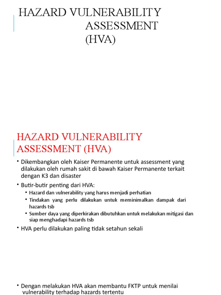 Hazard Vulnerability Assessment (HVA) | PDF
