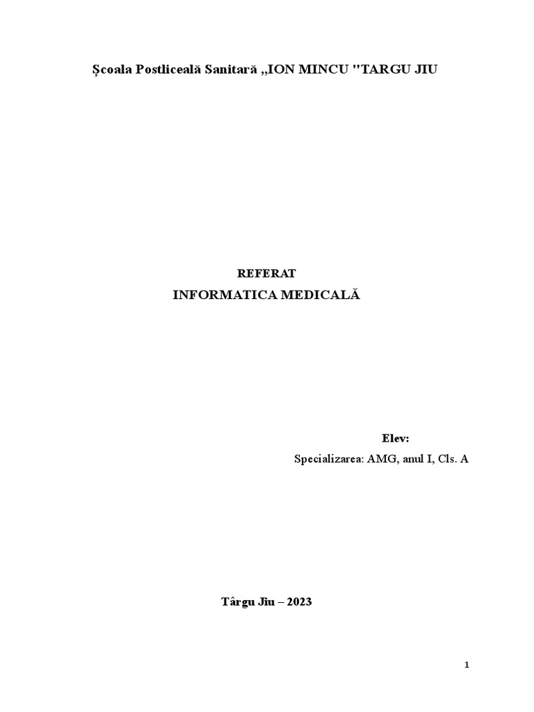 Informatica Medicala | PDF
