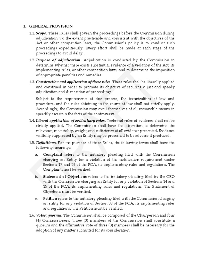 PCC Codif Exposure Draft Adjudication Rules PDF Pleading Complaint