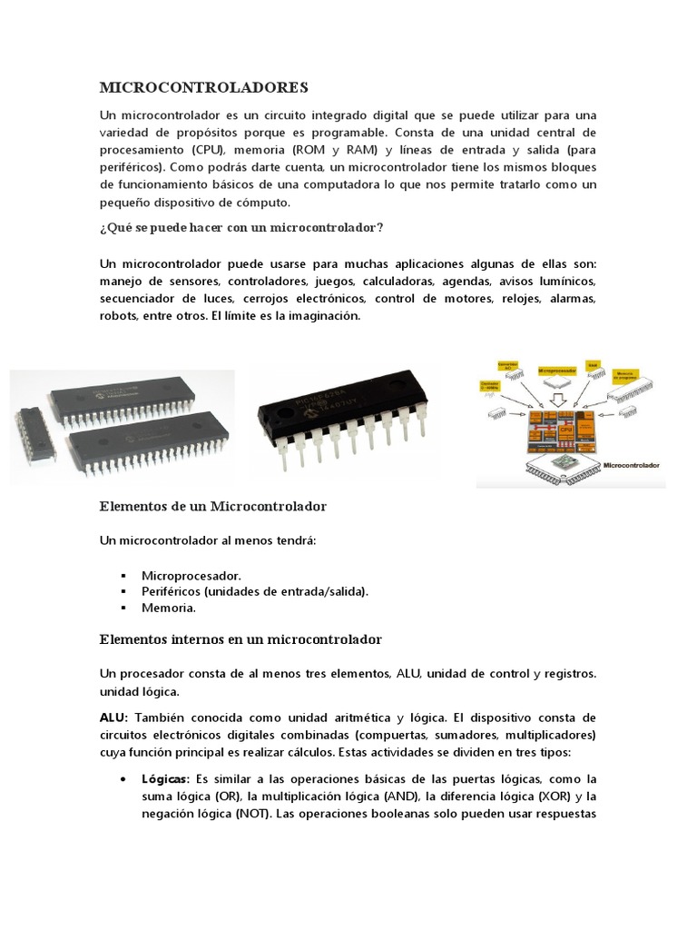 MICROCONTROLADORES | PDF | Unidad Central de procesamiento | Microcontrolador