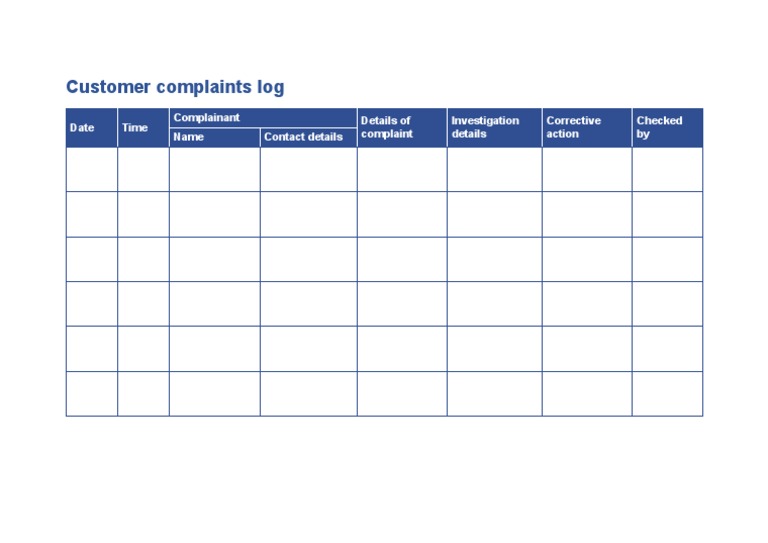Customer Complaint Log Template | PDF
