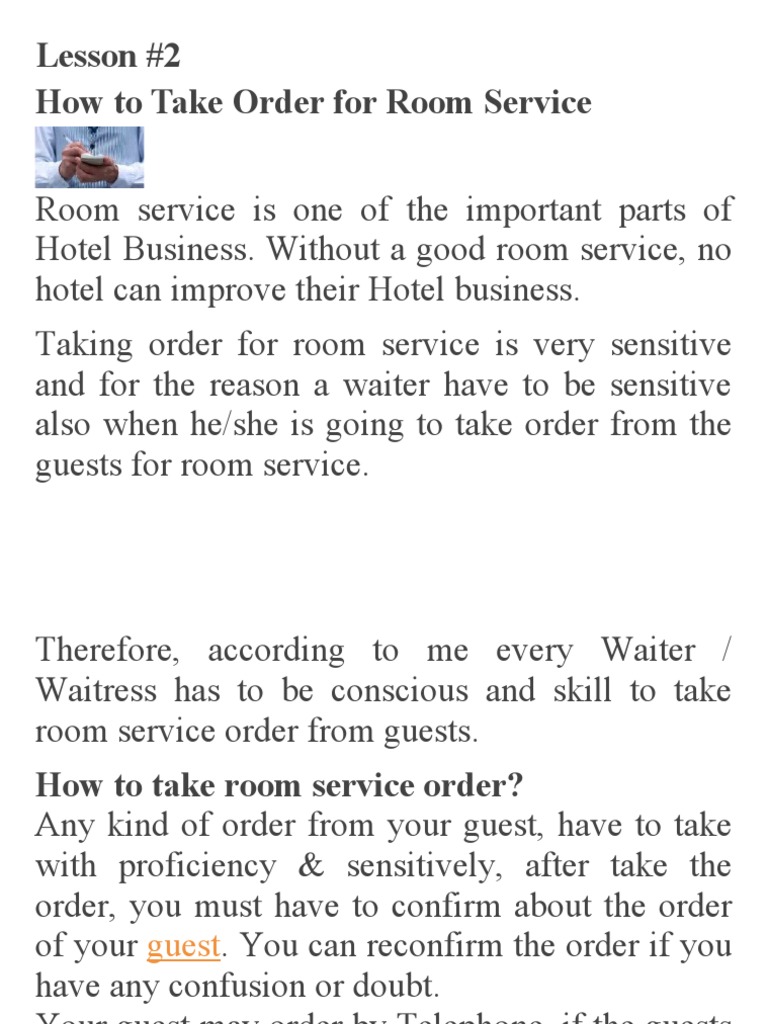 How To Take Order For Room Service | PDF | Waiting Staff | Hospitality ...