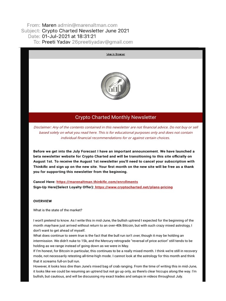 Crypto Charted Newsletter June 2021 | PDF | Planets In Astrology | Jupiter