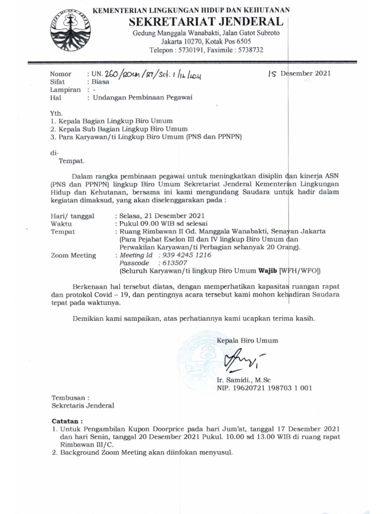 Surat Undangan Pembinaan Pegawai | PDF