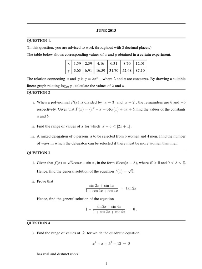 0770 Complete Questions | PDF | Equations | Function (Mathematics)