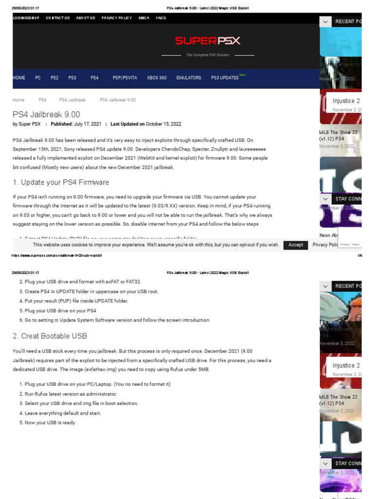 PS4 Jailbreak 9.00 - Latest 2022 Magic USB Exploit | PDF | Usb | Usb ...