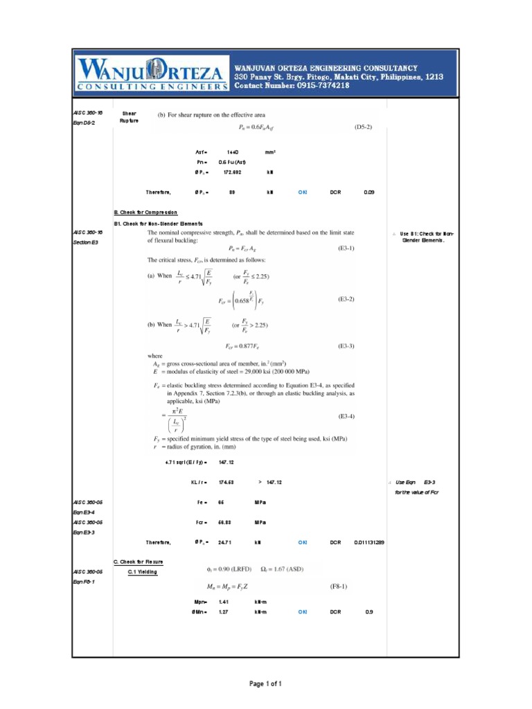 AISC 360-16 Structural Member Analysis | PDF