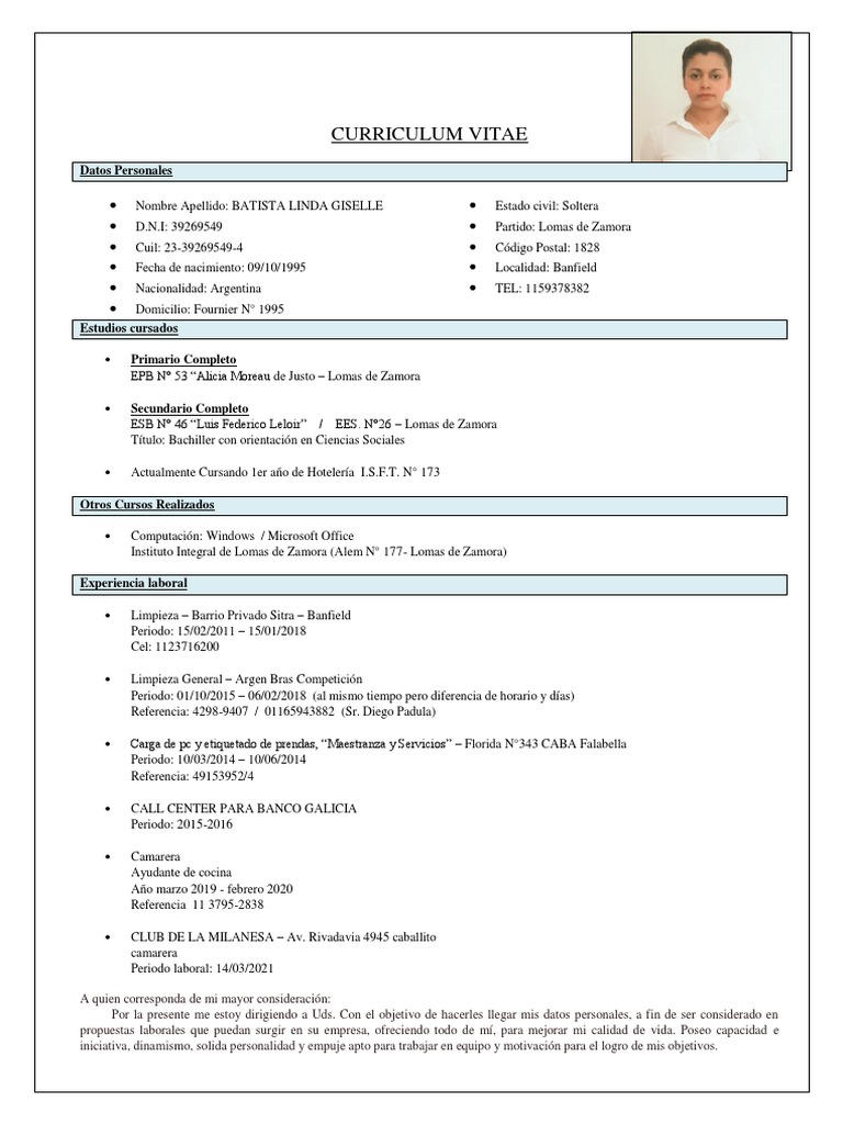 Currículum Vitae de Linda Batista | PDF