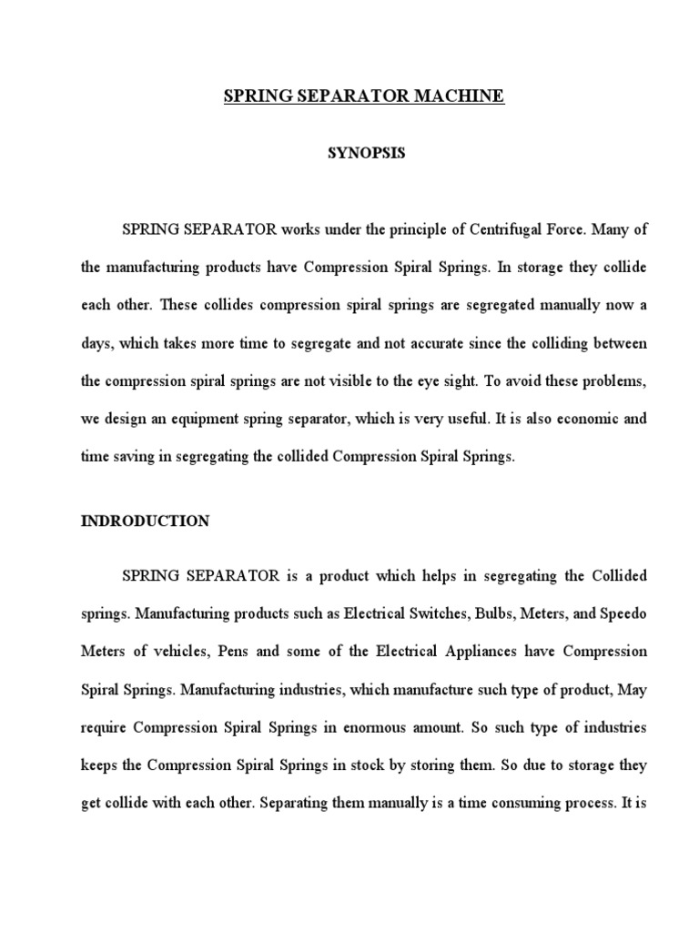 Rev SPRING SEPARATOR | PDF | Electric Motor | Steel