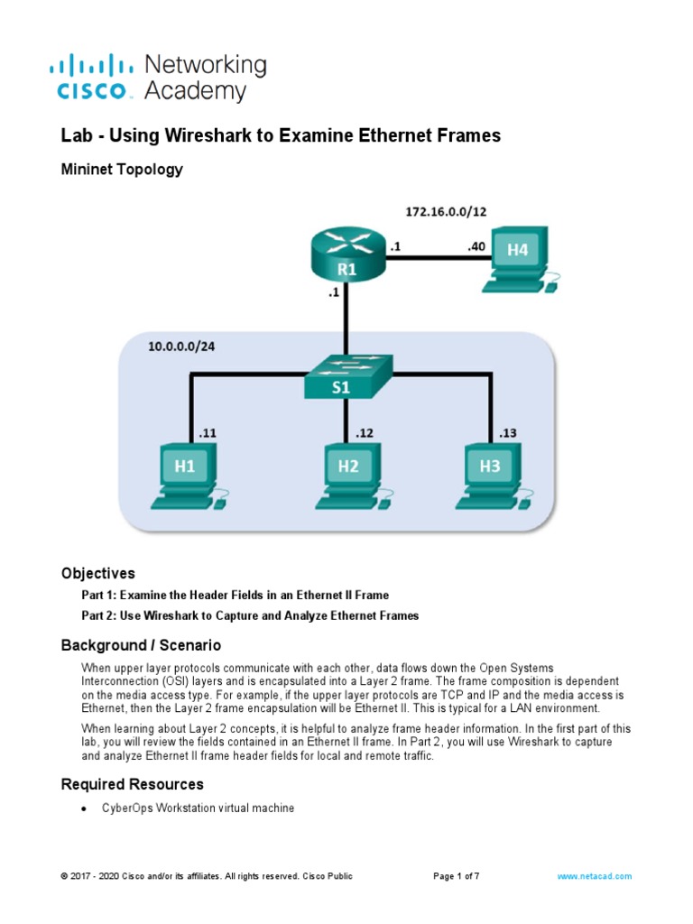 8 2 8 Lab Using Wireshark To Examine Ethernet Frames Done Download Free Pdf Ethernet