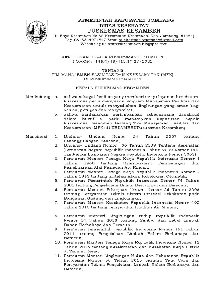 SK MFK Puskesmas Kesamben 2022 | PDF