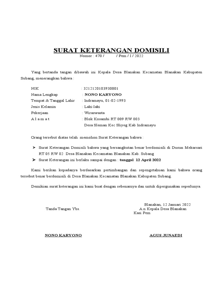 Surat Keterangan Domisili | PDF