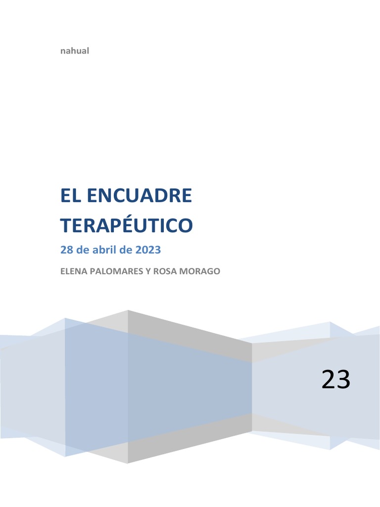 Encuadre Terapéutico en Psicología | PDF | Psicoterapia | Paciente