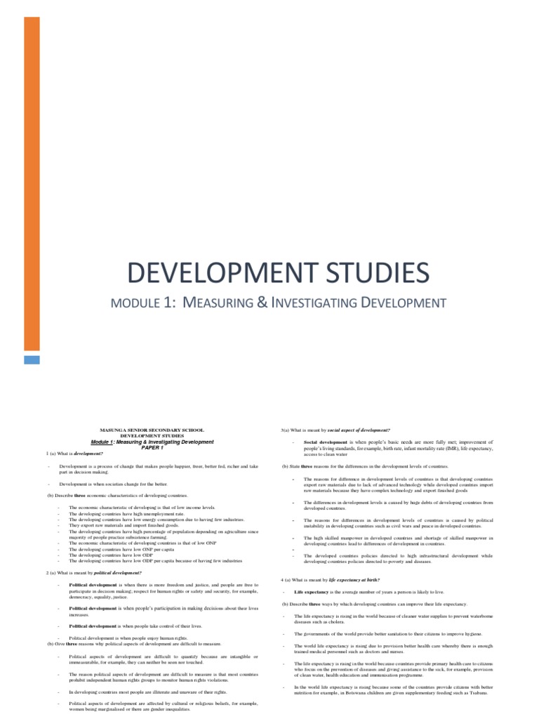 Module 1 Development Studies Paper 1&2 | PDF | Infant Mortality | Gross ...