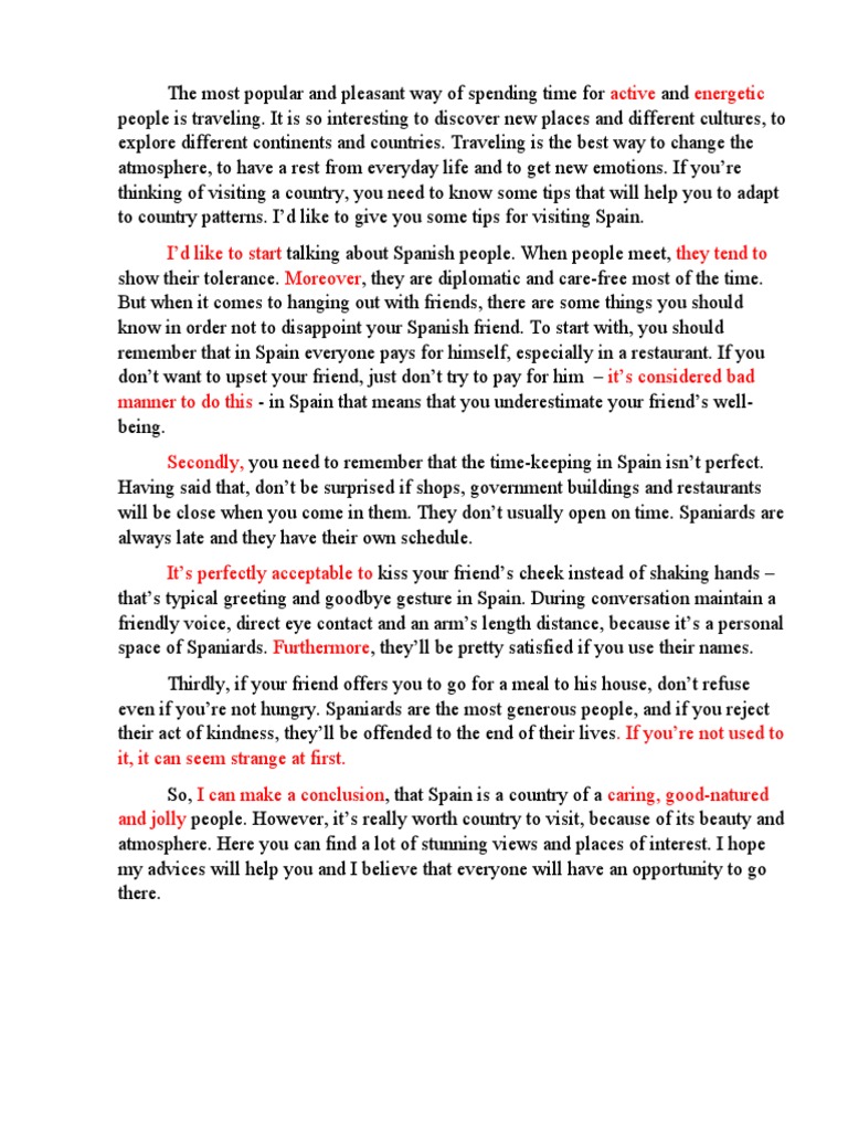 Choose Any Foreign Country and Prepare Advice For Visitors | PDF