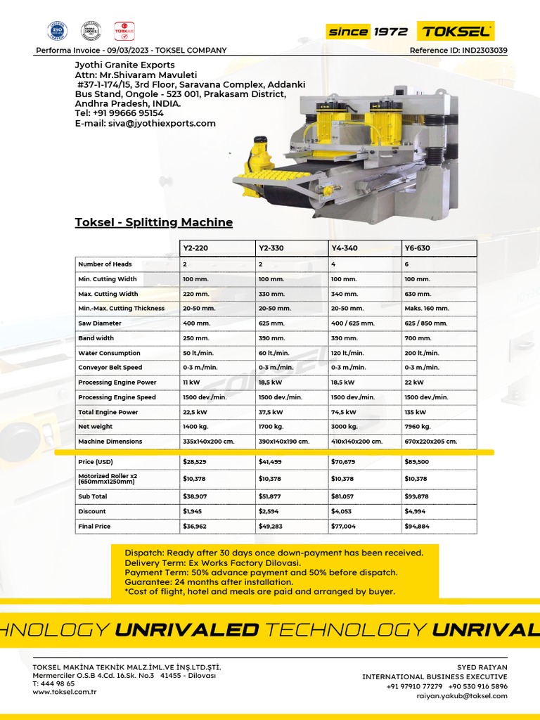 Jyothi Splitting Machine Offer | PDF