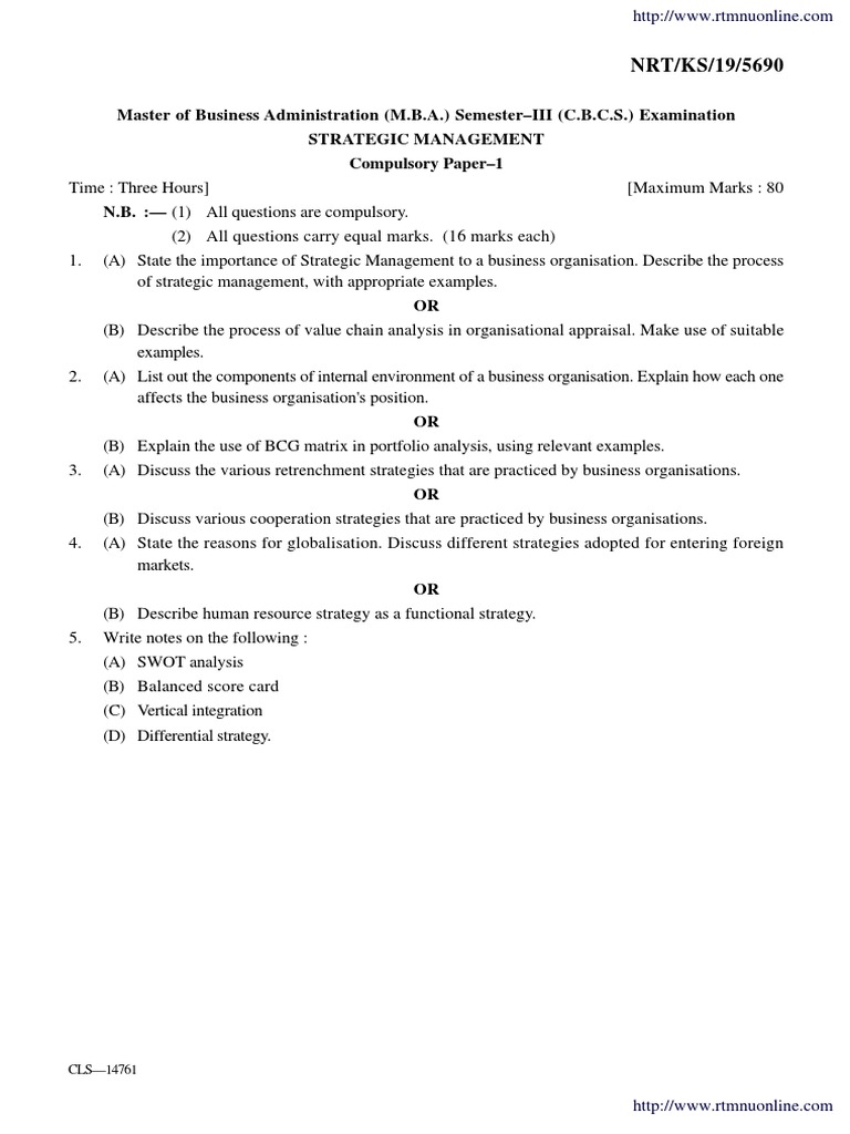 Strategic Management for MBA 3rd Sem | PDF | Business