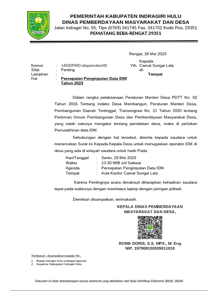 Contoh Undangan Percepatan IDM | PDF