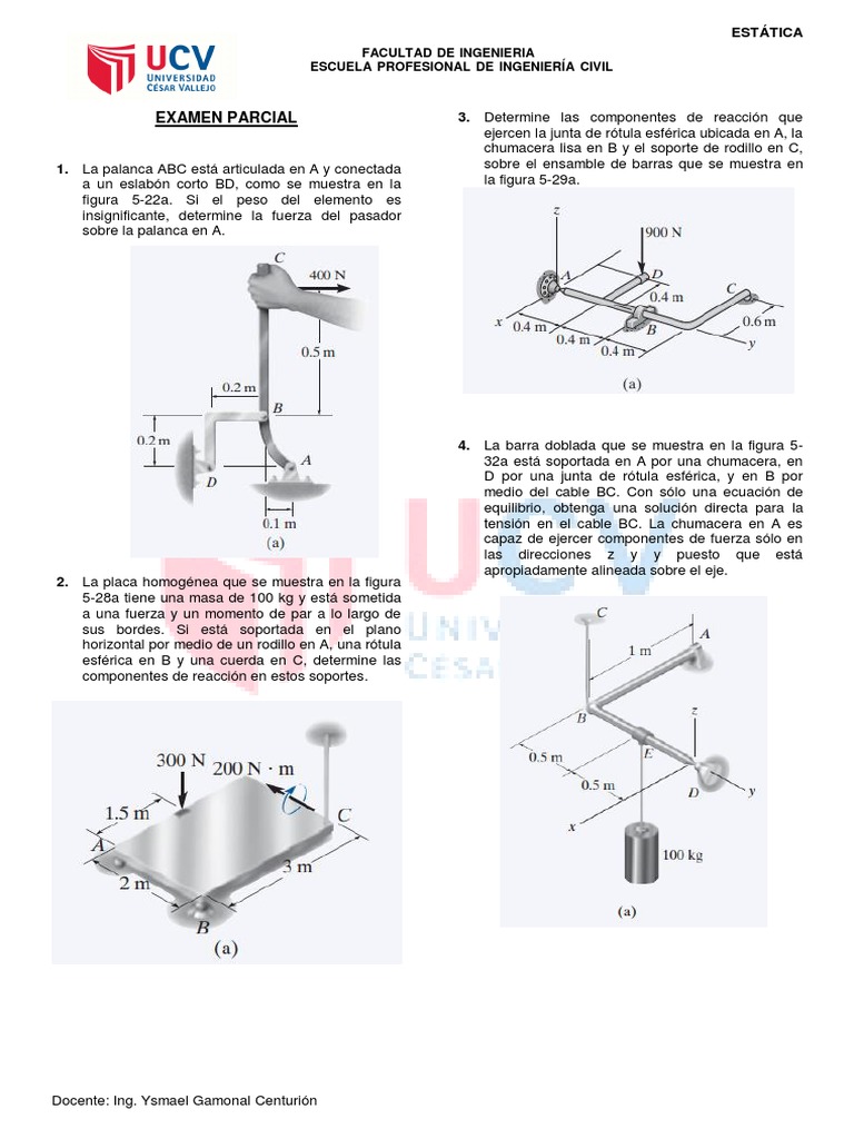 Examen Parcial 1 - Estática | PDF