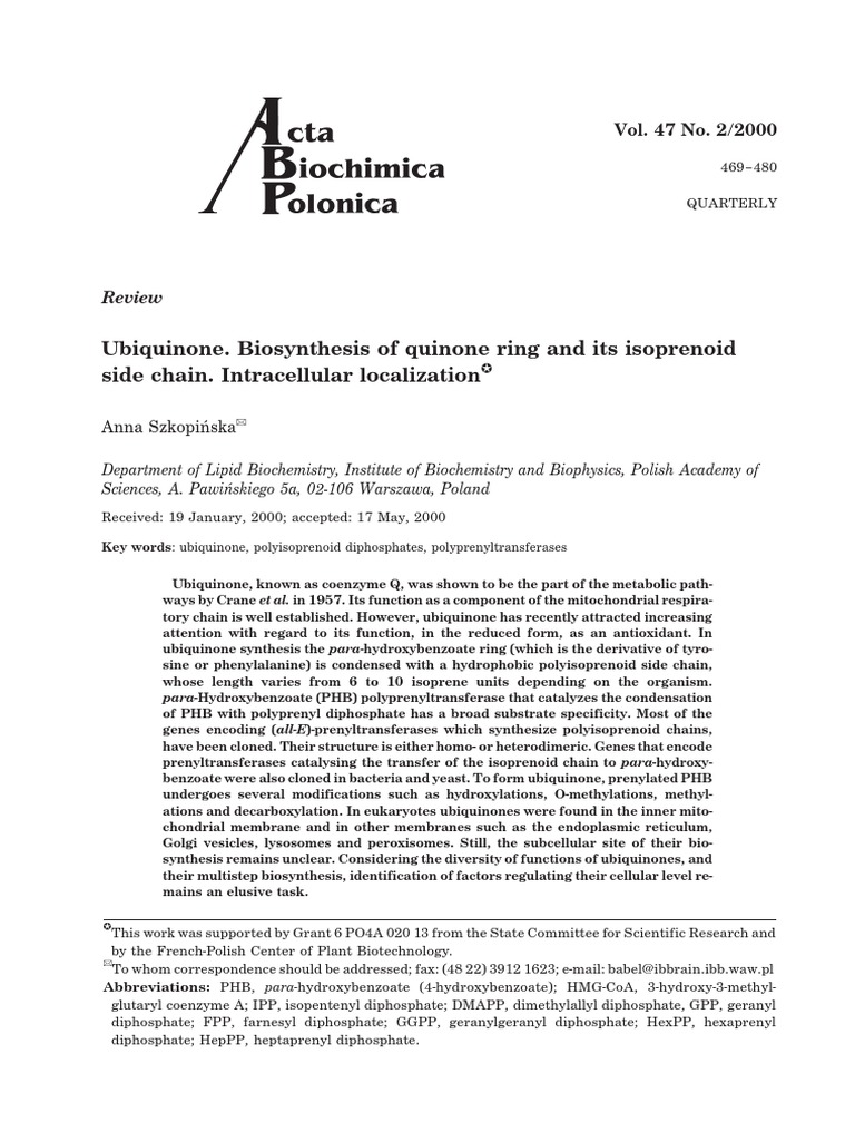 Ubiquinone Biosynthesis Overview | PDF | Gene | Proteins