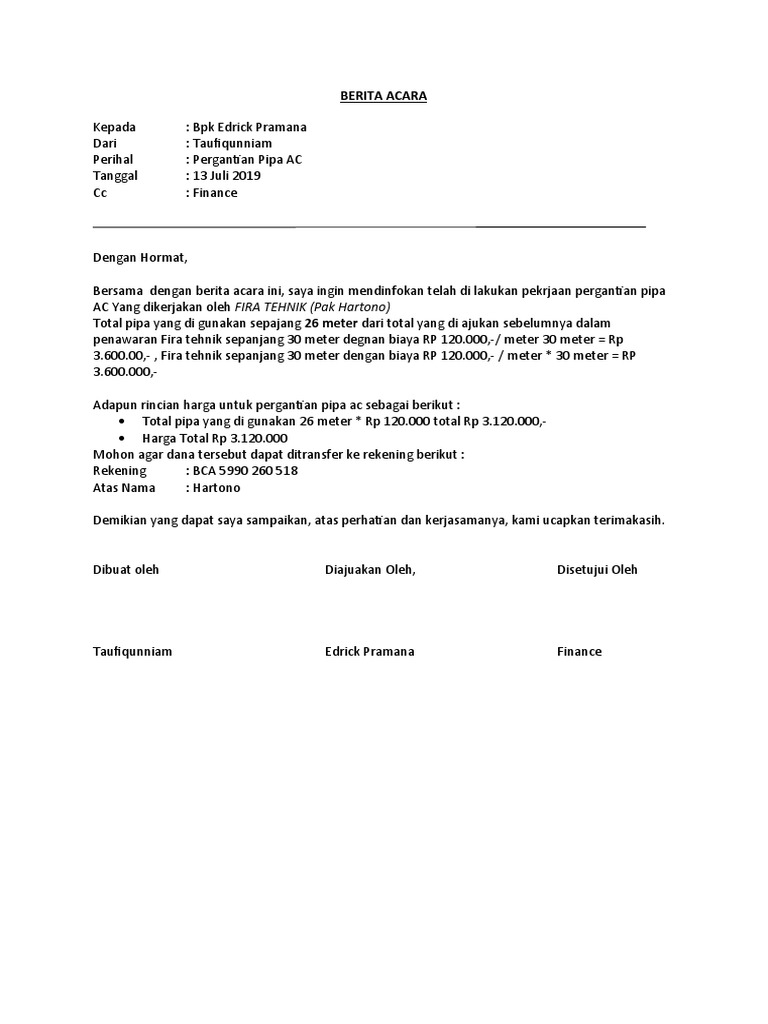 contoh Berita Acara | PDF