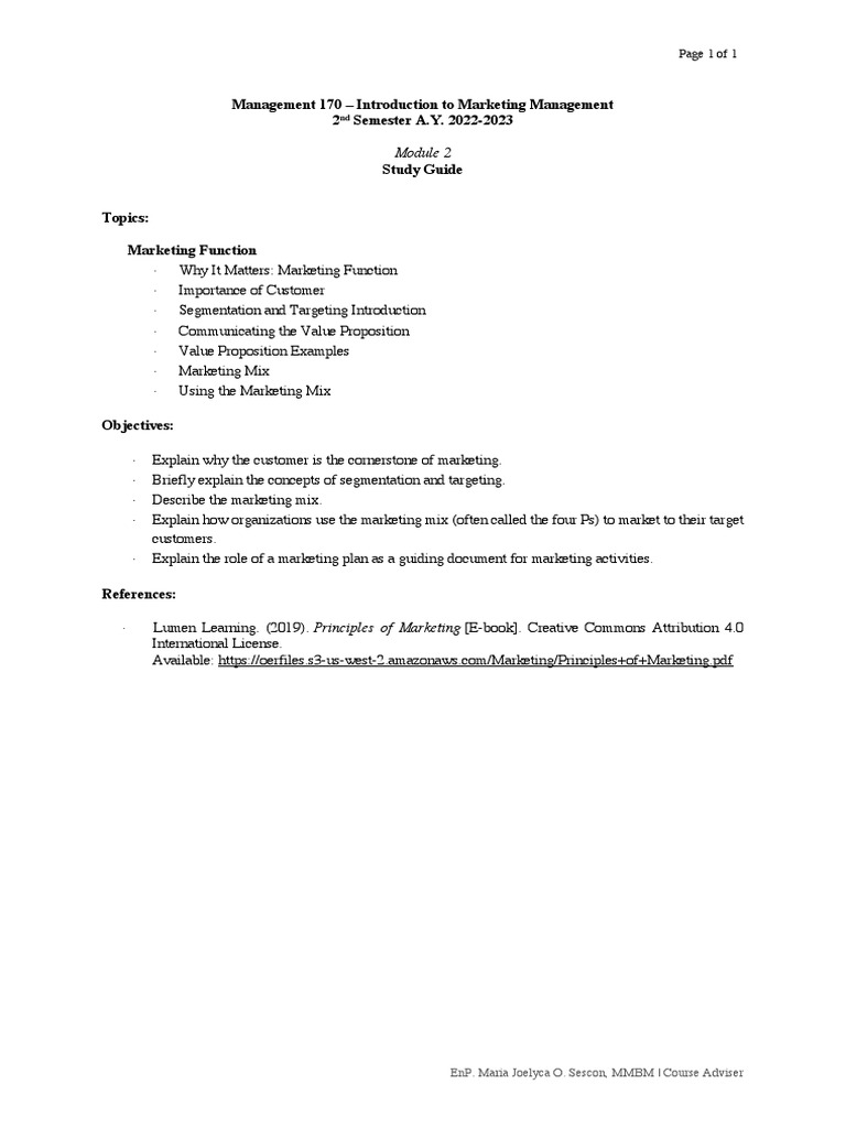 Management 170 Study Guide Module 2 | PDF