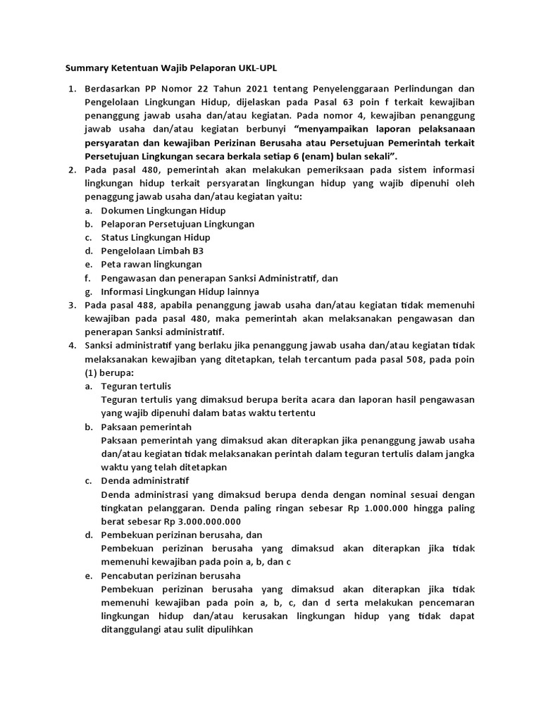 Pasal Ketentuan Wajib Pelaporan UKL-UPL | PDF | Hukum
