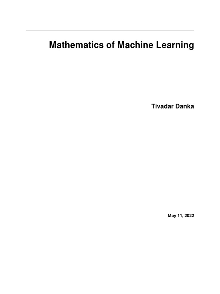 Mathematics of Machine Learning | PDF