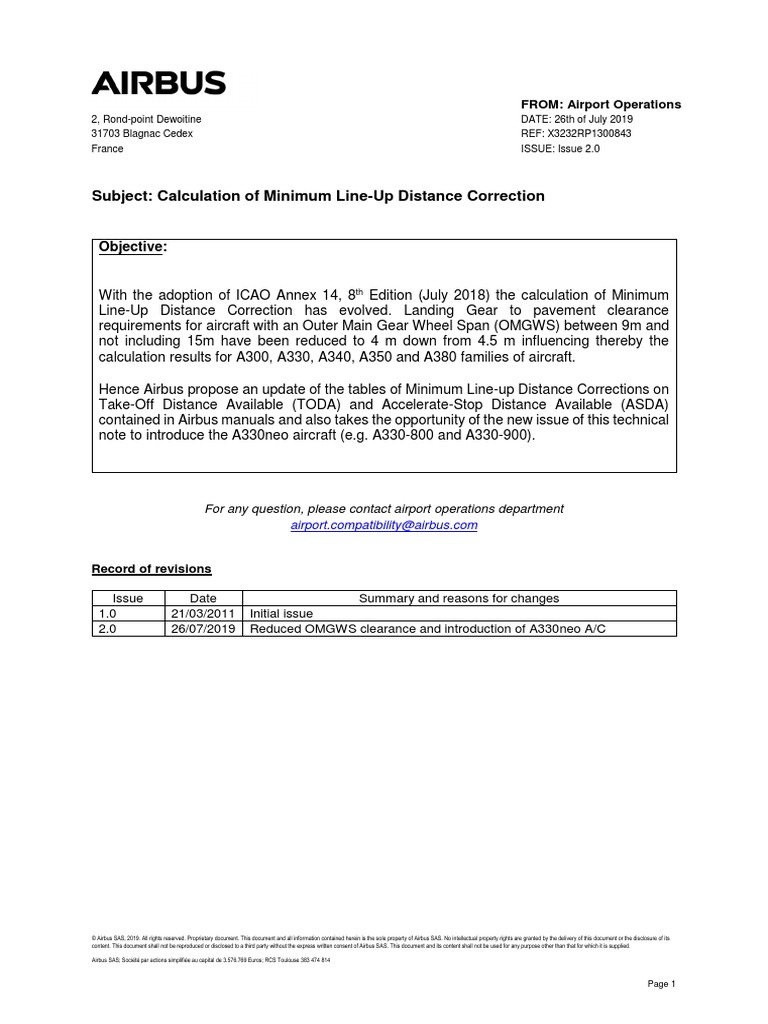 Airbus Commercial Aircraft Calculation of Minimum LineUp ...