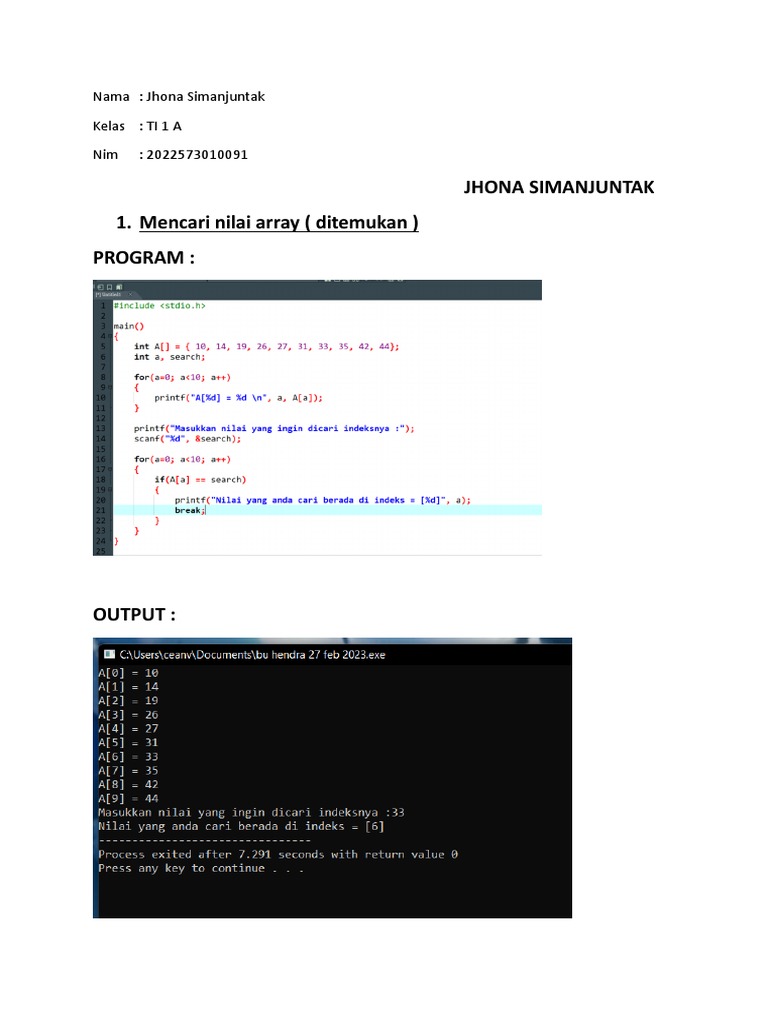 Latihan Linear Search Jhona | PDF