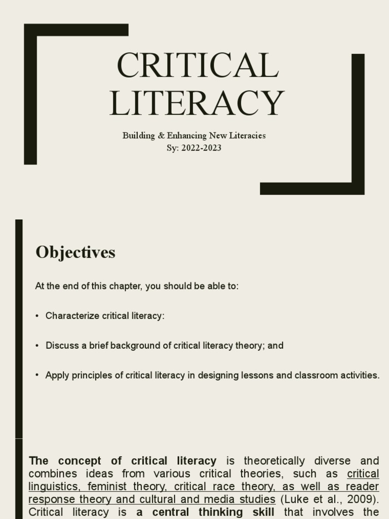Understanding Critical Literacy Theory | PDF | Literacy | Sociology