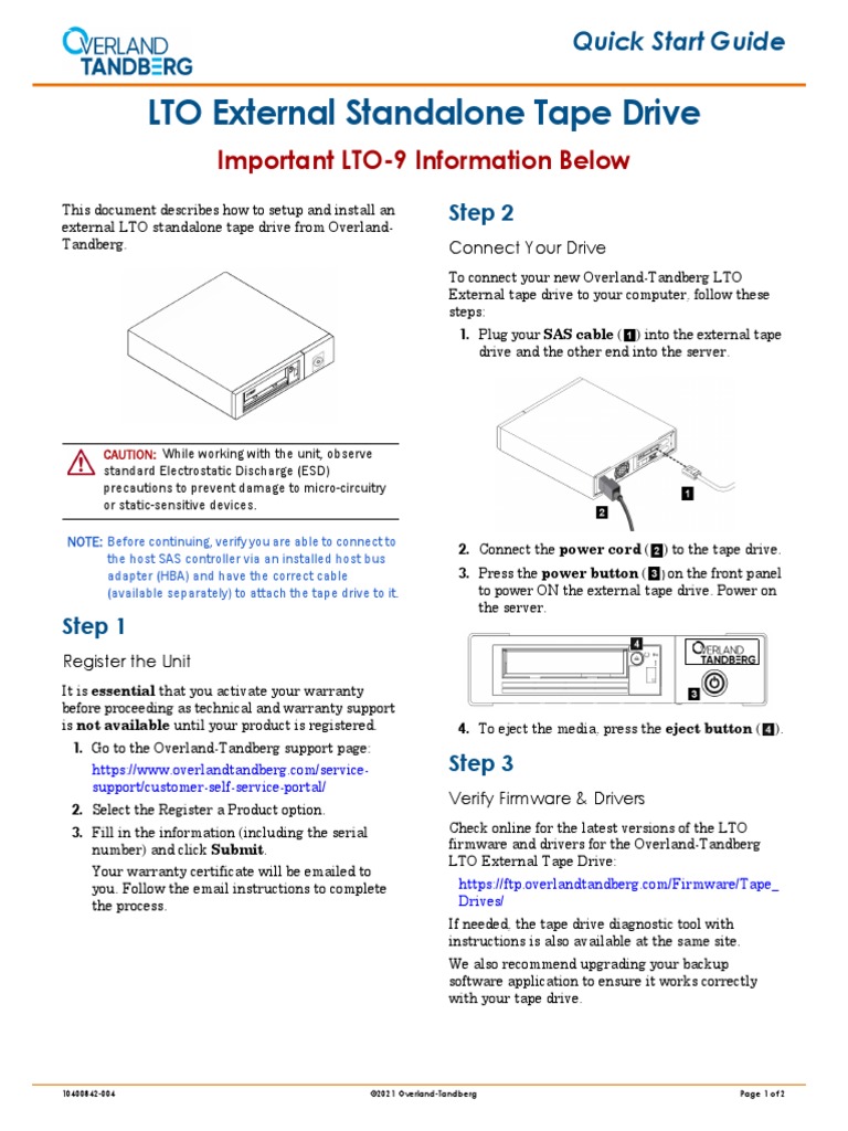 LTO External Standalone Tape Drive Quick Start Guide | PDF | Software | Computing