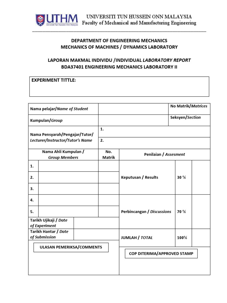 Engineering Mechanics Lab Report | PDF